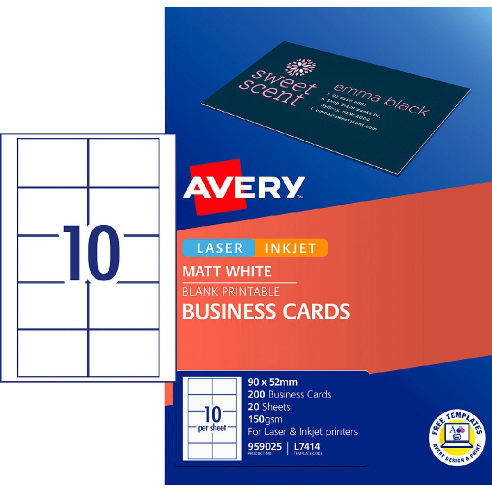 Avery Inkjet Business Cards 8371 Template