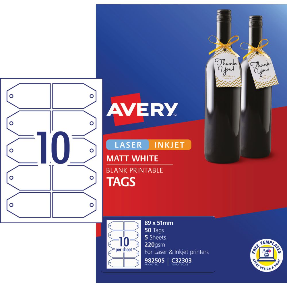 Avery Gift Tags 89 X 51mm 50 Pack Officeworks