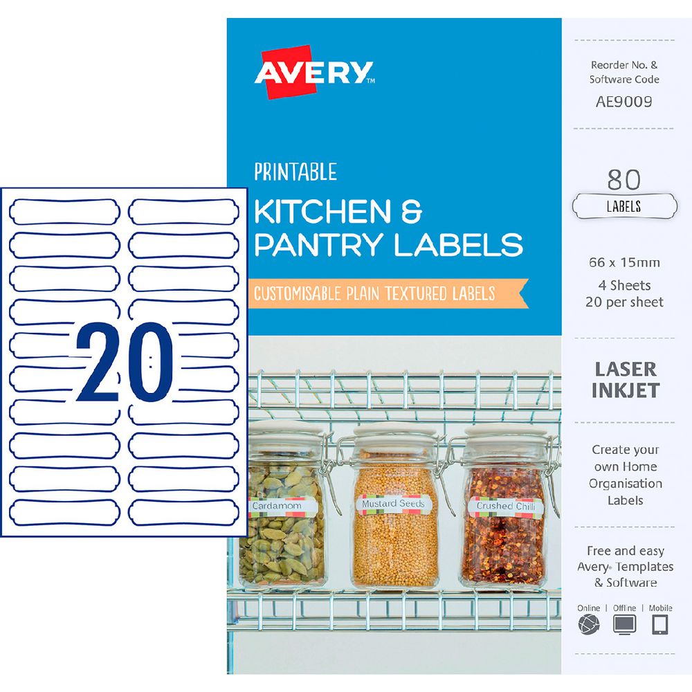 Avery Inkjet Laser Labels 66 x 15mm White 80 Pack | Officeworks