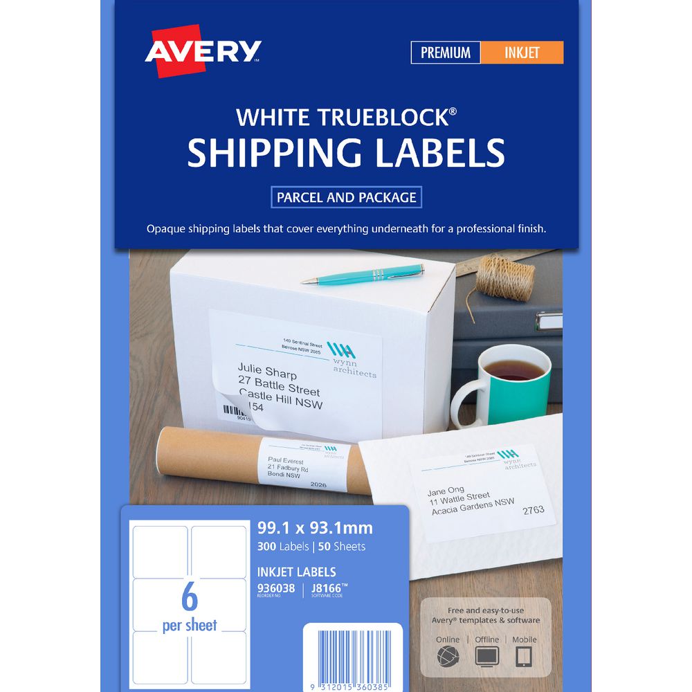 Avery Mailing Labels 50 Sheets 6 Per Page White | Officeworks