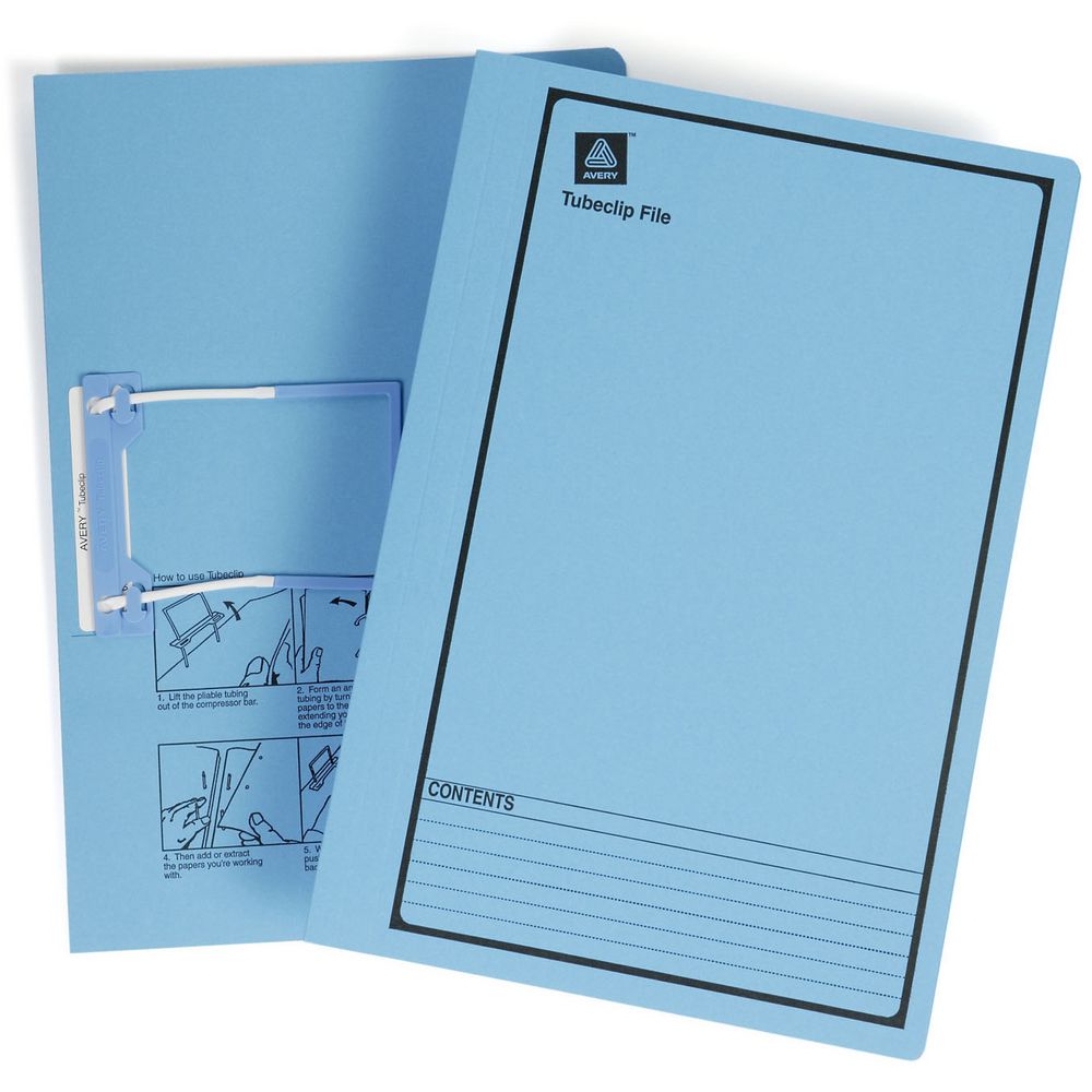 Avery Foolscap Tubeclip File Blue | Officeworks