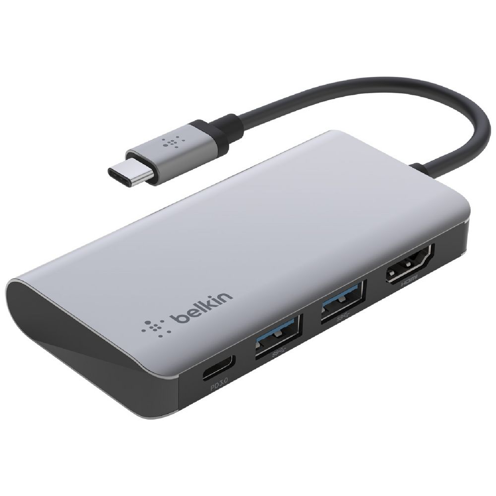 Belkin USB-C 4-in-1 Multiport Hub Grey | Officeworks