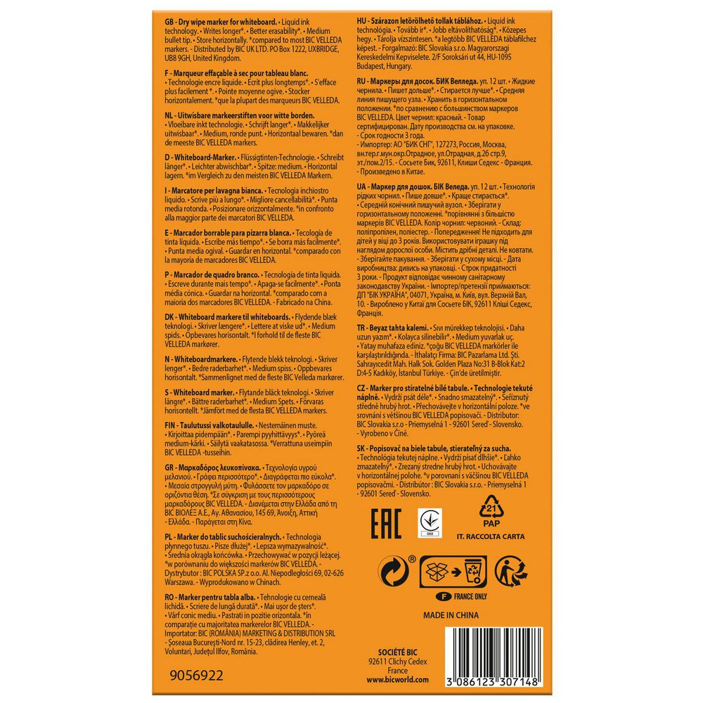 BIC Velleda Liquid Ink Whiteboard Markers Red 12 Pack | Officeworks