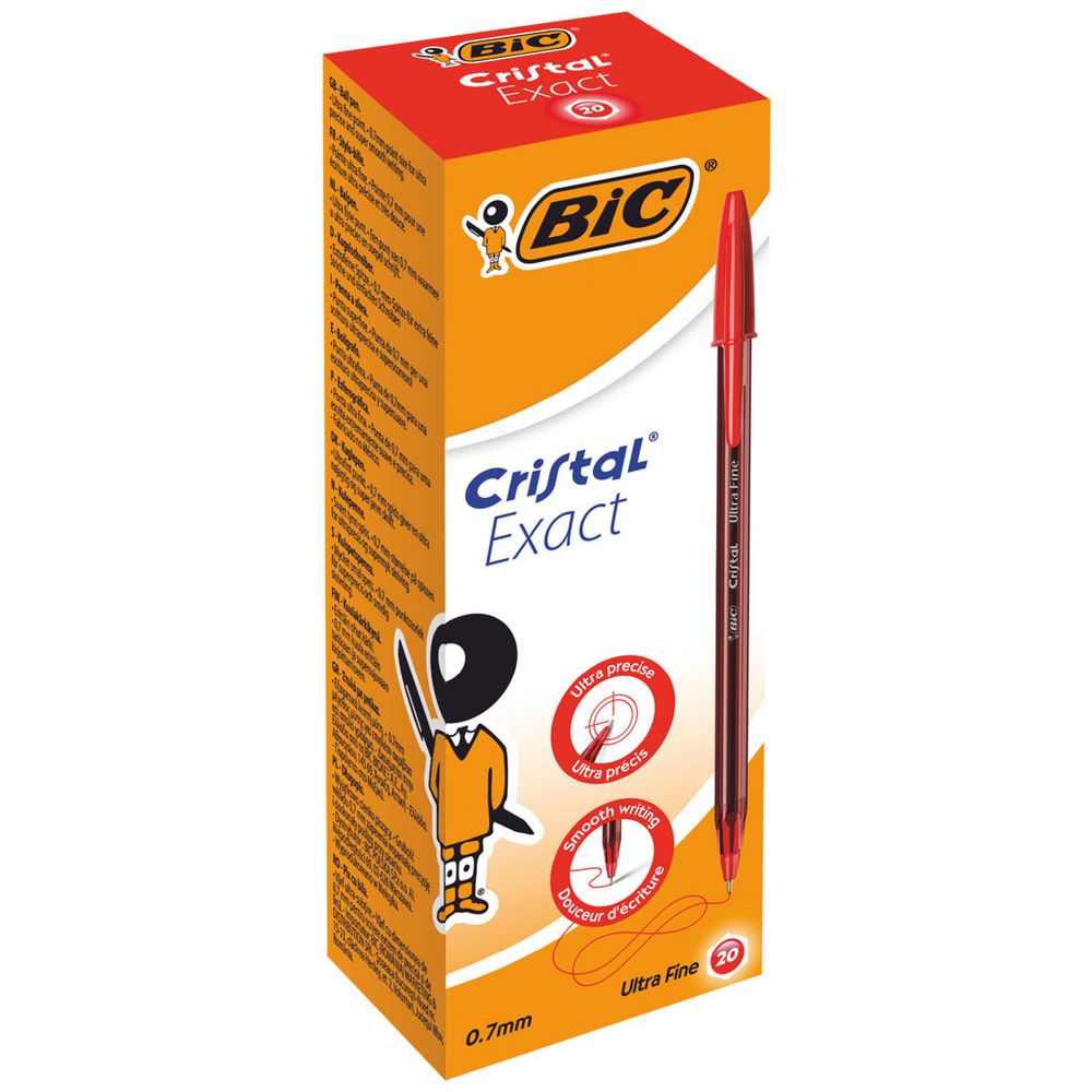 Bic Cristal Exact Ballpoint Pen 0.7mm Red 20 Pack | Officeworks