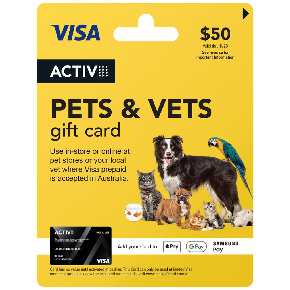 Activ Visa Gift Card Vet and Pet $50 | Officeworks