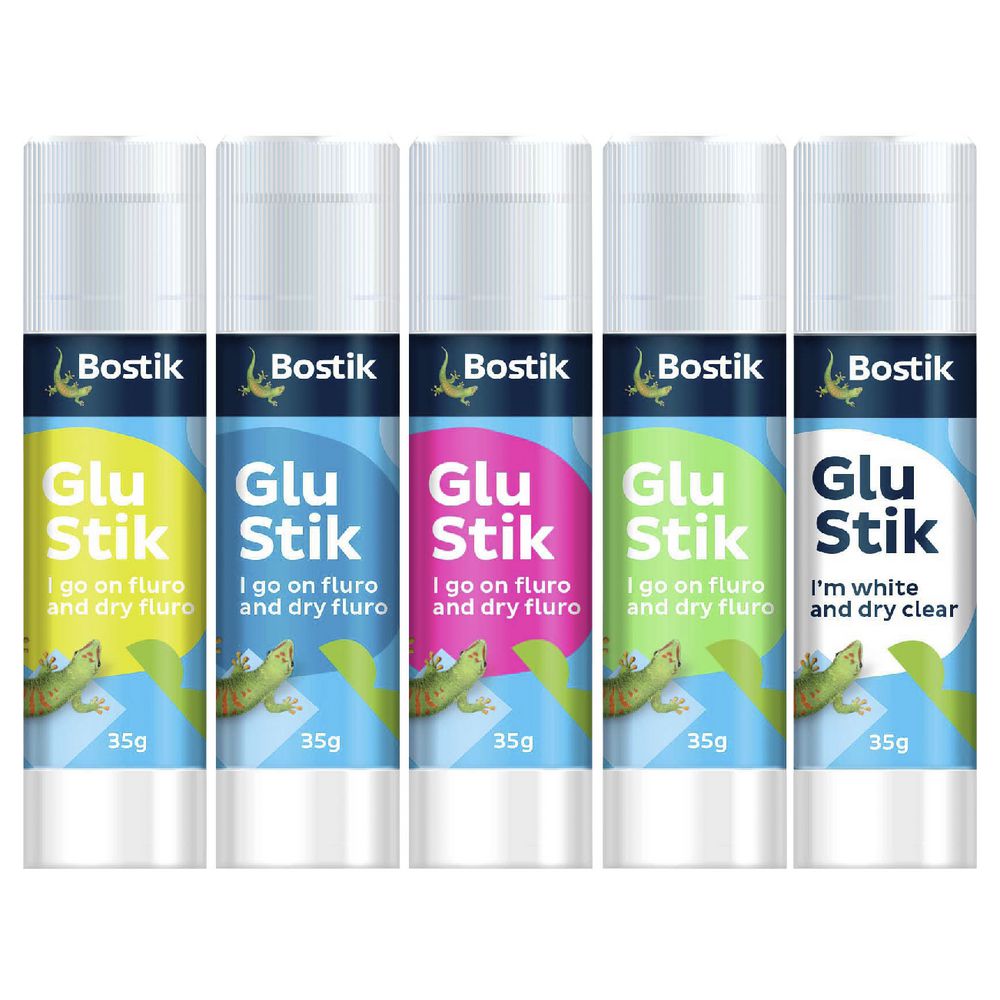 Bostik Glu Stik 35g Rainbow 5 Pack | Officeworks