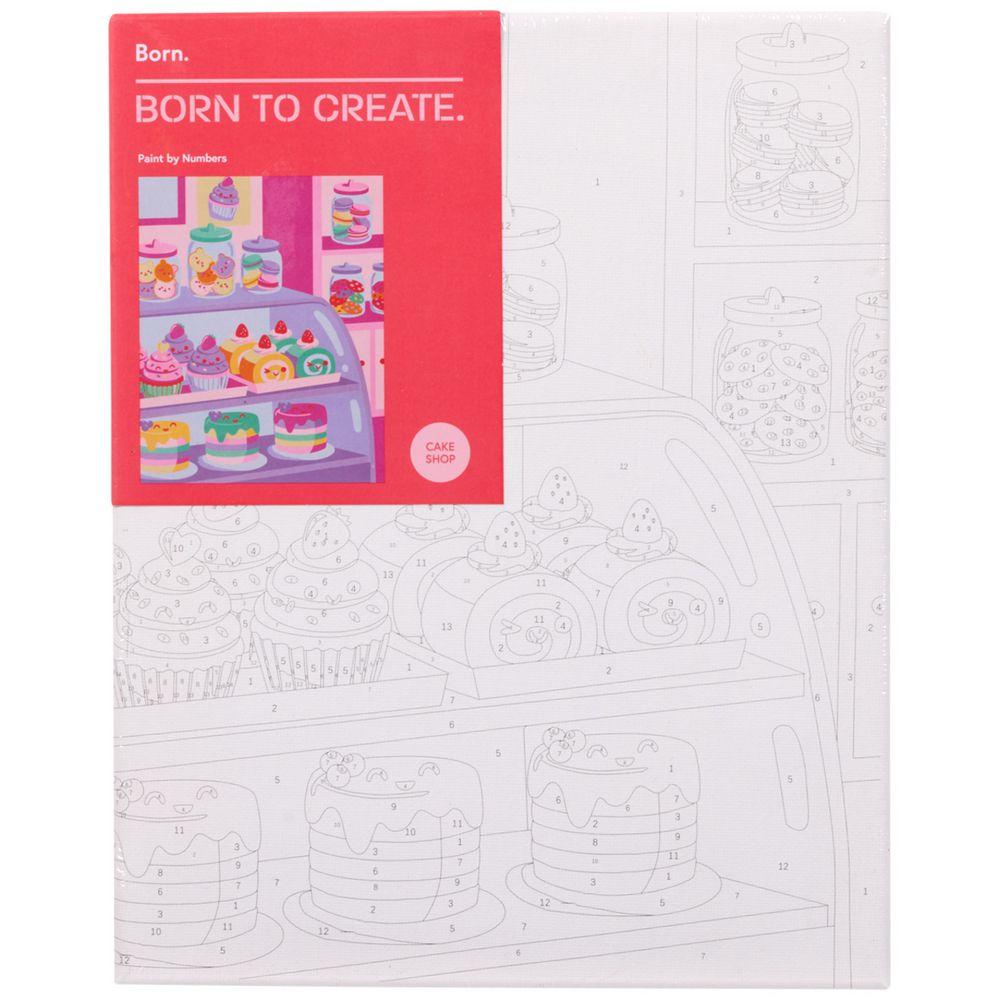 Born Paint by Numbers Stretched Canvas 20x25cm Cake Shop | Officeworks