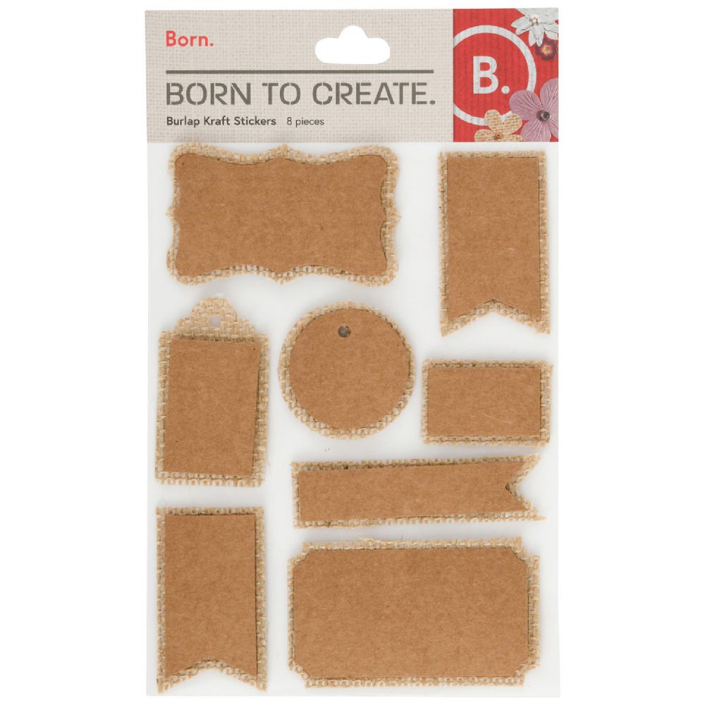 Born Kraft Tag Stickers 8 Pack | Officeworks