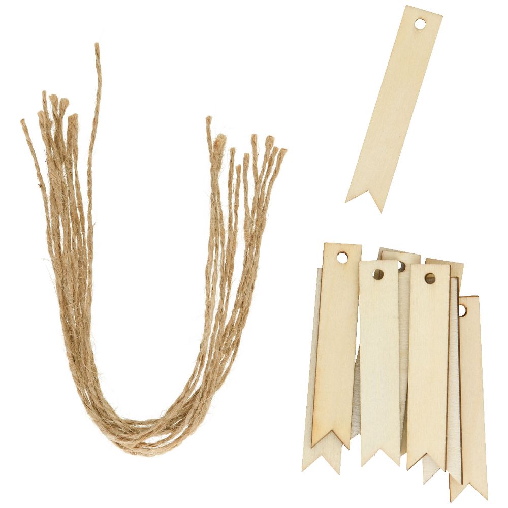 Born Wooden Skinny Tags 10 Pack | Officeworks