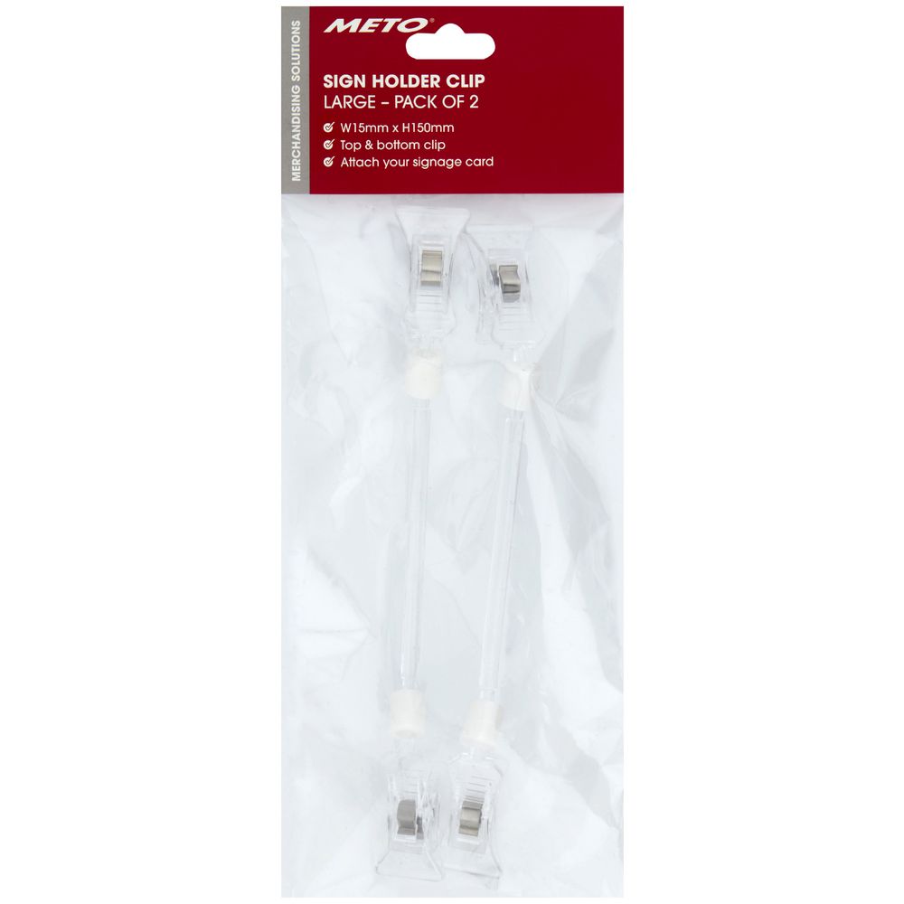 Meto Double Clip Sign Holders Large 2 Pack | Officeworks