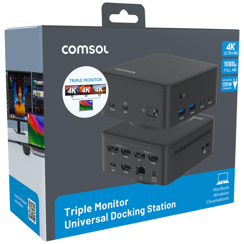 Comsol Triple 4K HDMI+DP Docking Station | Officeworks