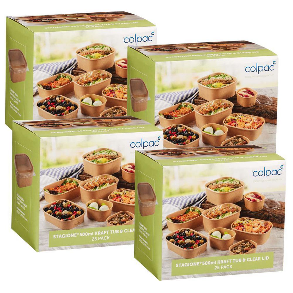 Colpac Stagione Kraft Tub and Lid 500ml 100 Pack | Officeworks