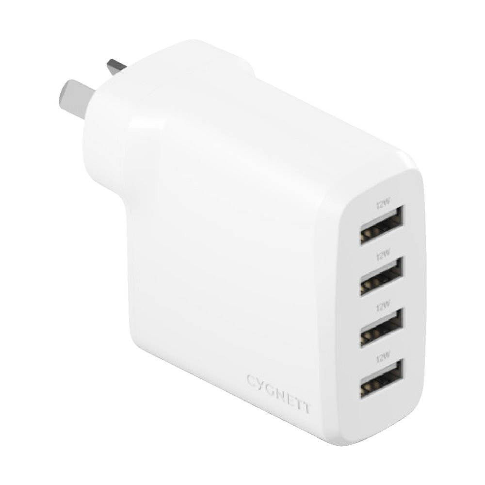 Cygnett PowerPlus 24W Multi-Port Wall Charger White | Officeworks