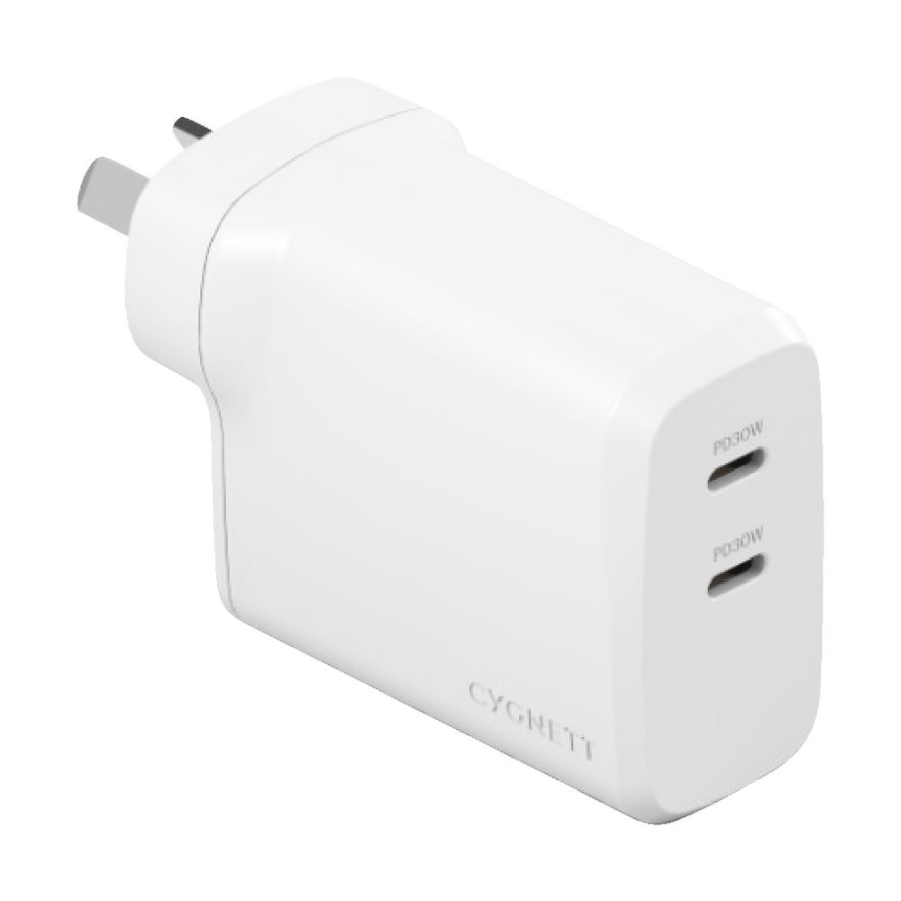 Cygnett PowerPlus 60W Dual-Port Wall Charger White | Officeworks