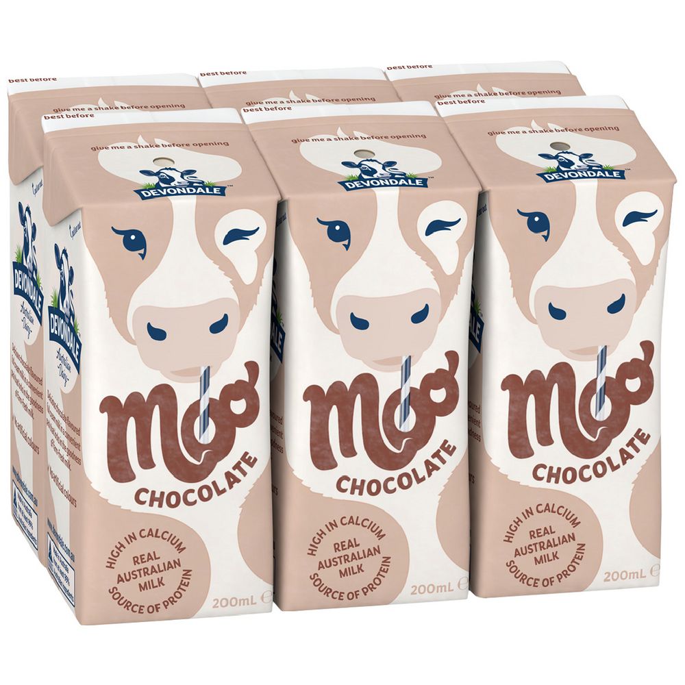 Devondale UHT Moo Chocolate Milk 200mL 6 Pack | Officeworks