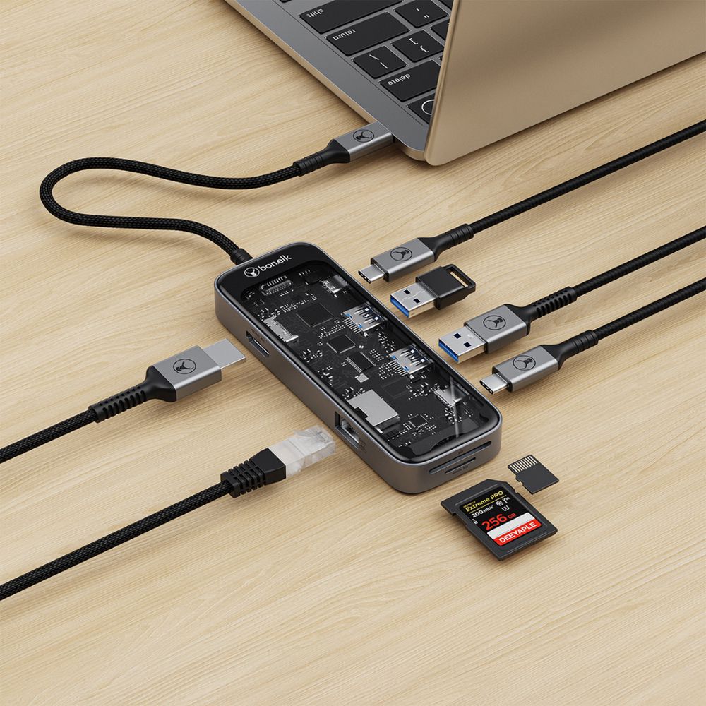 Bonelk Vision USB-C 8-in-1 Multi-Port Hub | Officeworks