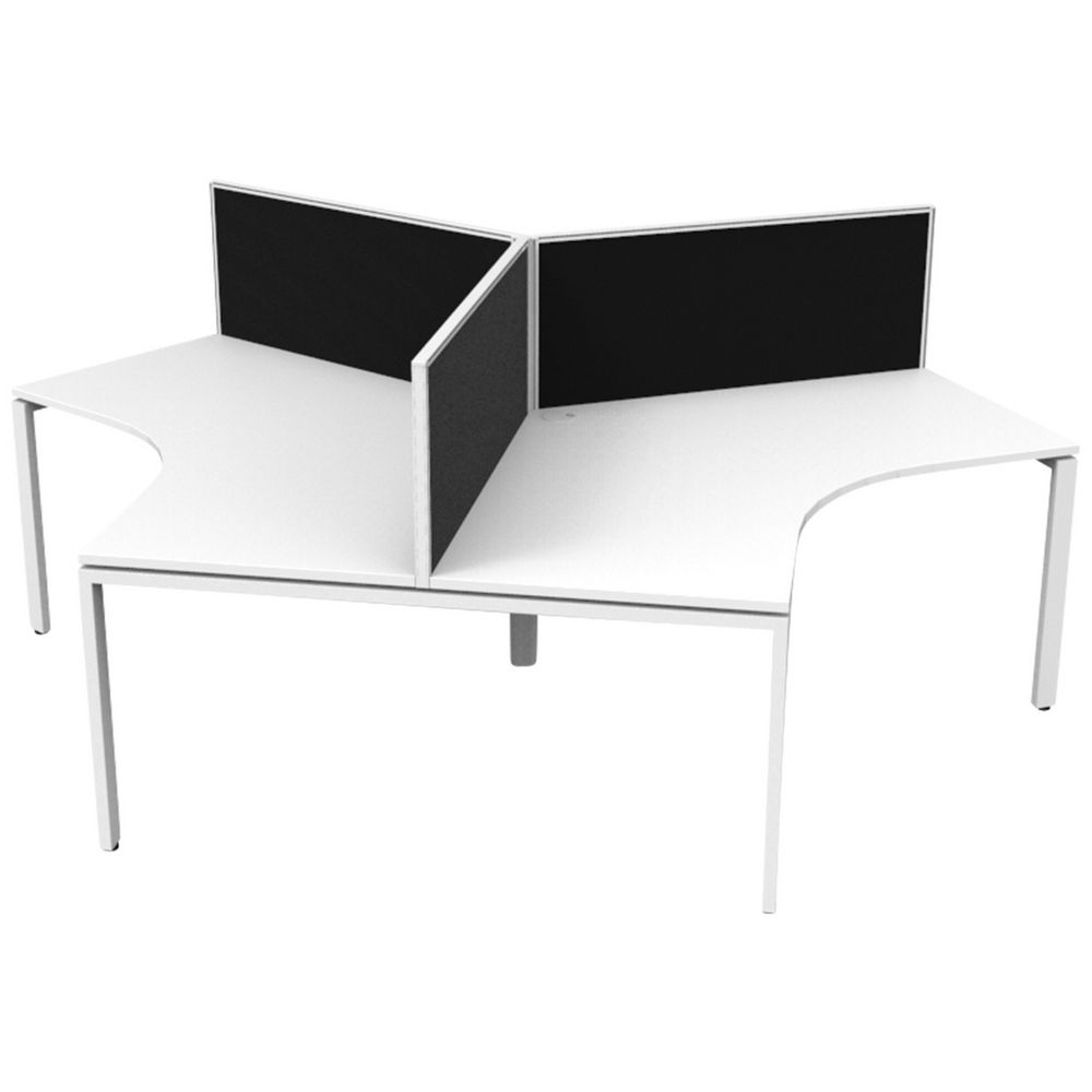 Rapidline 3 Person Desk w Profile Legs and Screen White | Officeworks