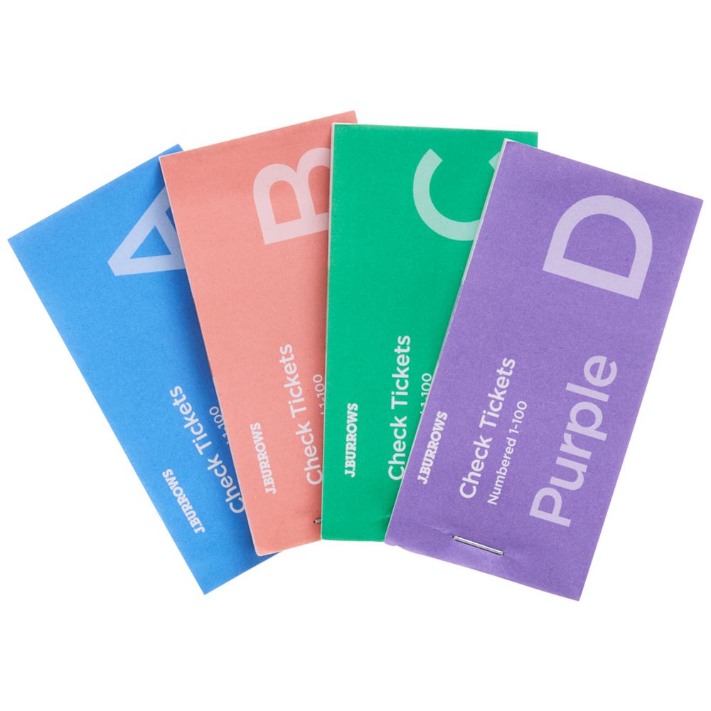 J.Burrows 100 Sheet Check Ticket Books 4 Pack | Officeworks