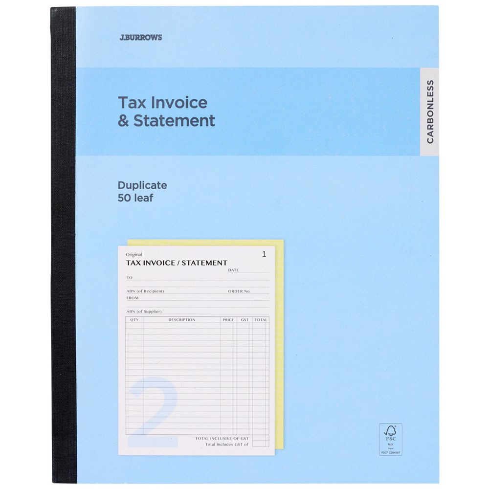 J.Burrows Cbnless Duplicate Tax Invoice/Statement Book 50 Lf | Officeworks