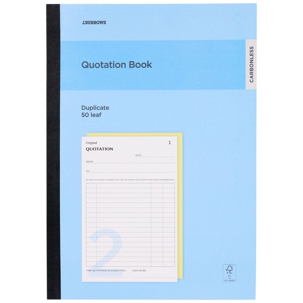 J.Burrows Carbonless Duplicate Quote Book 50 Leaf | Officeworks