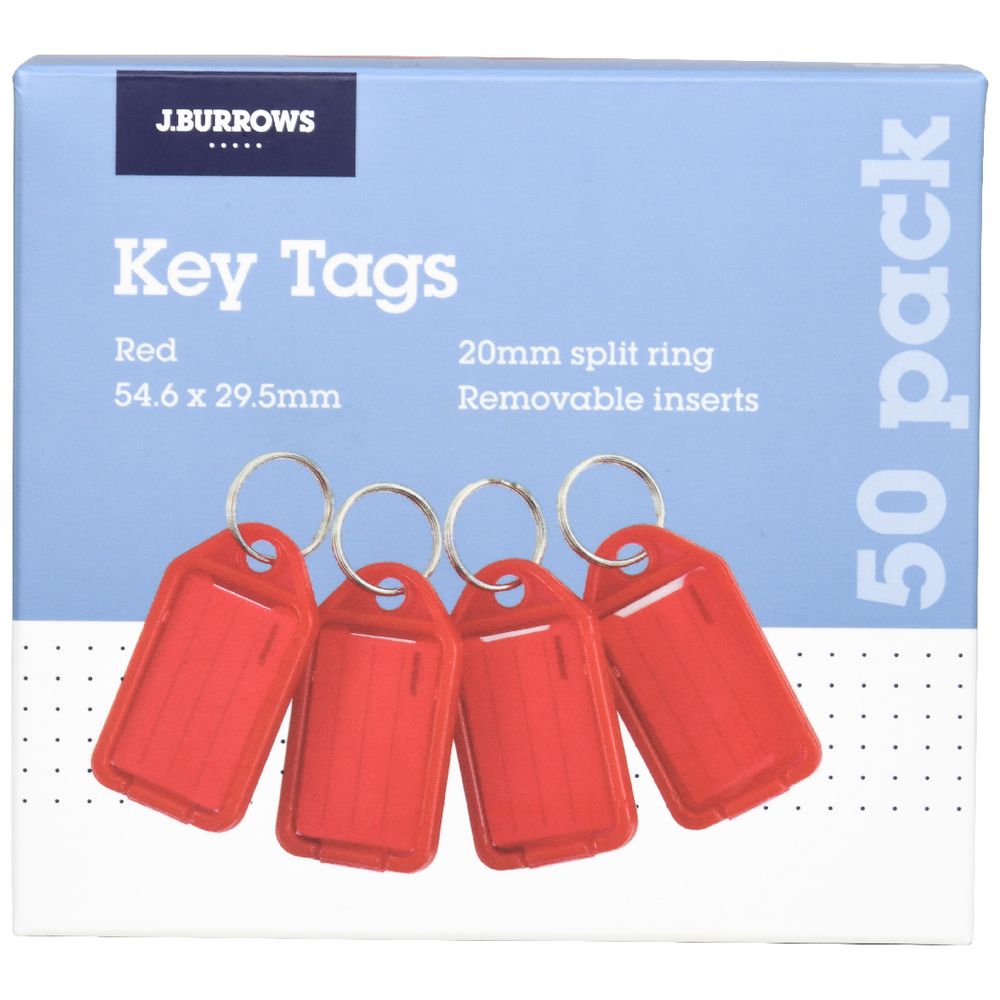J.Burrows Key Tags Red 50 Pack | Officeworks
