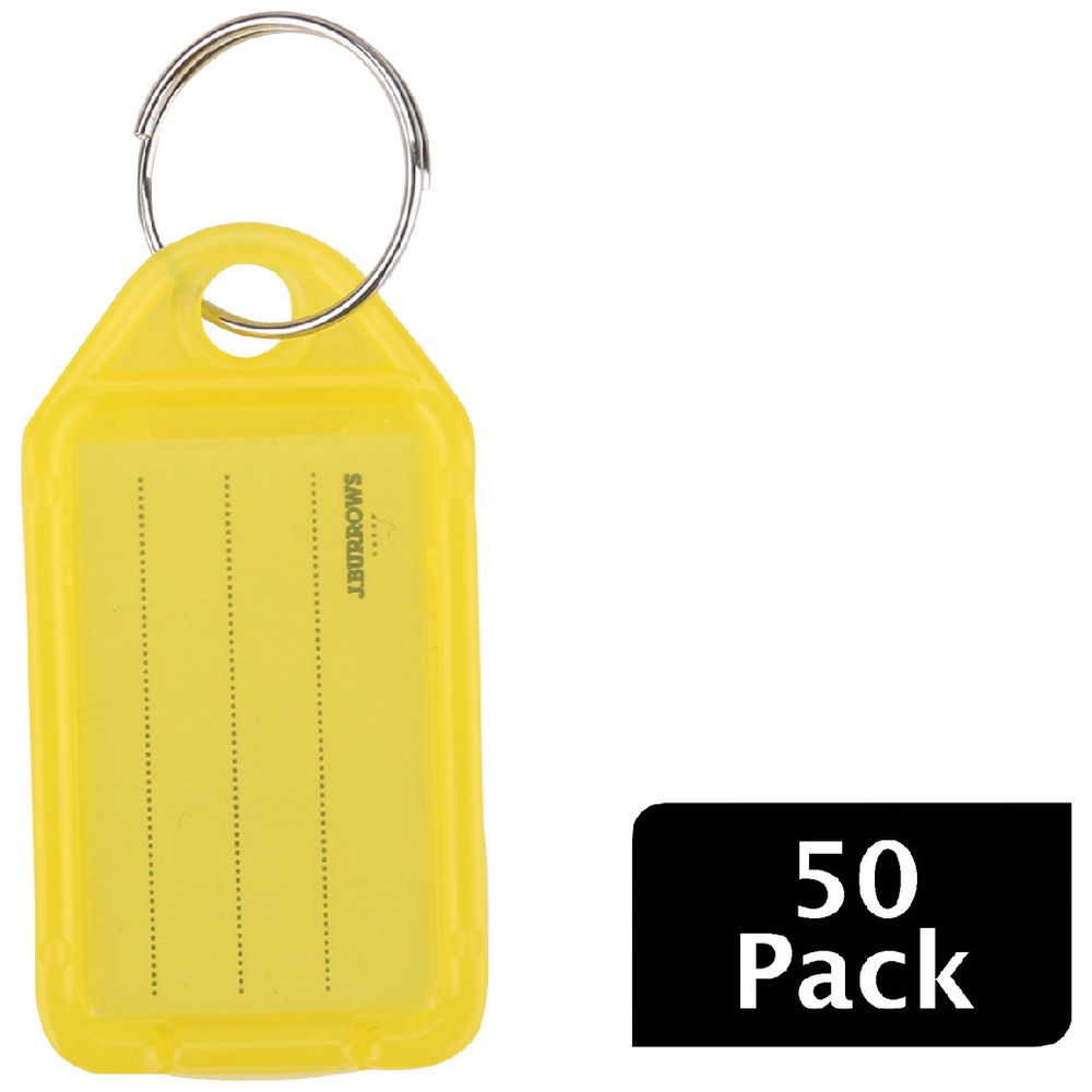 J.Burrows Key Tags Yellow 50 Pack | Officeworks
