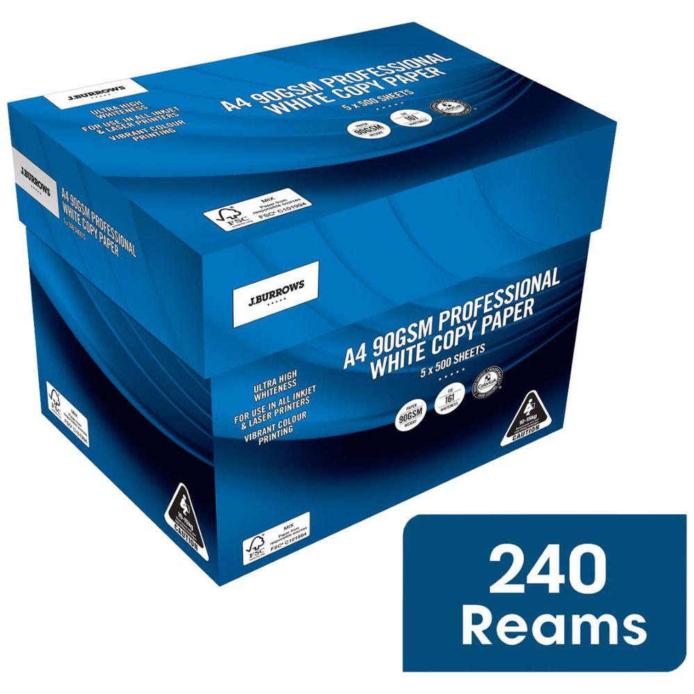 J.Burrows 90gsm Pro A4 Copy Paper 240 Sheet Ream | Officeworks
