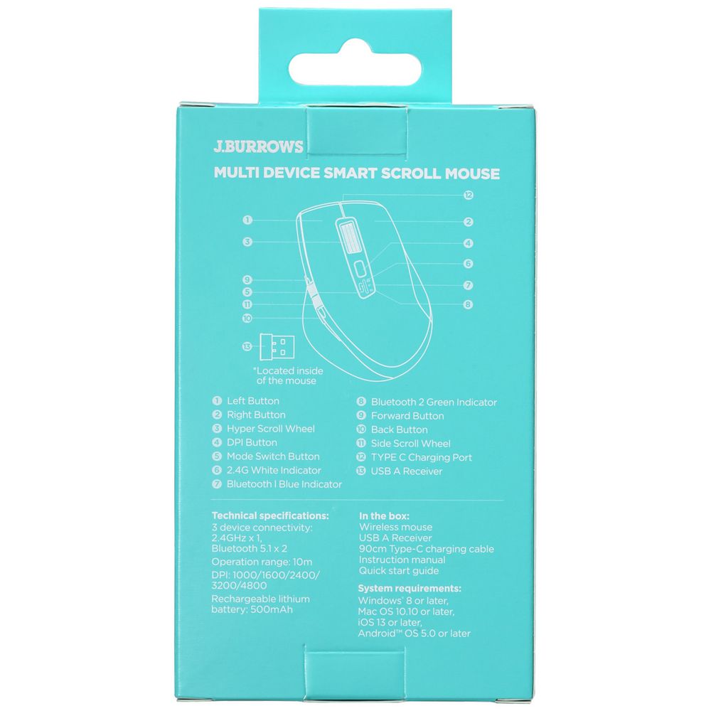 J.Burrows MS400 Wireless Smart Mouse Black | Officeworks