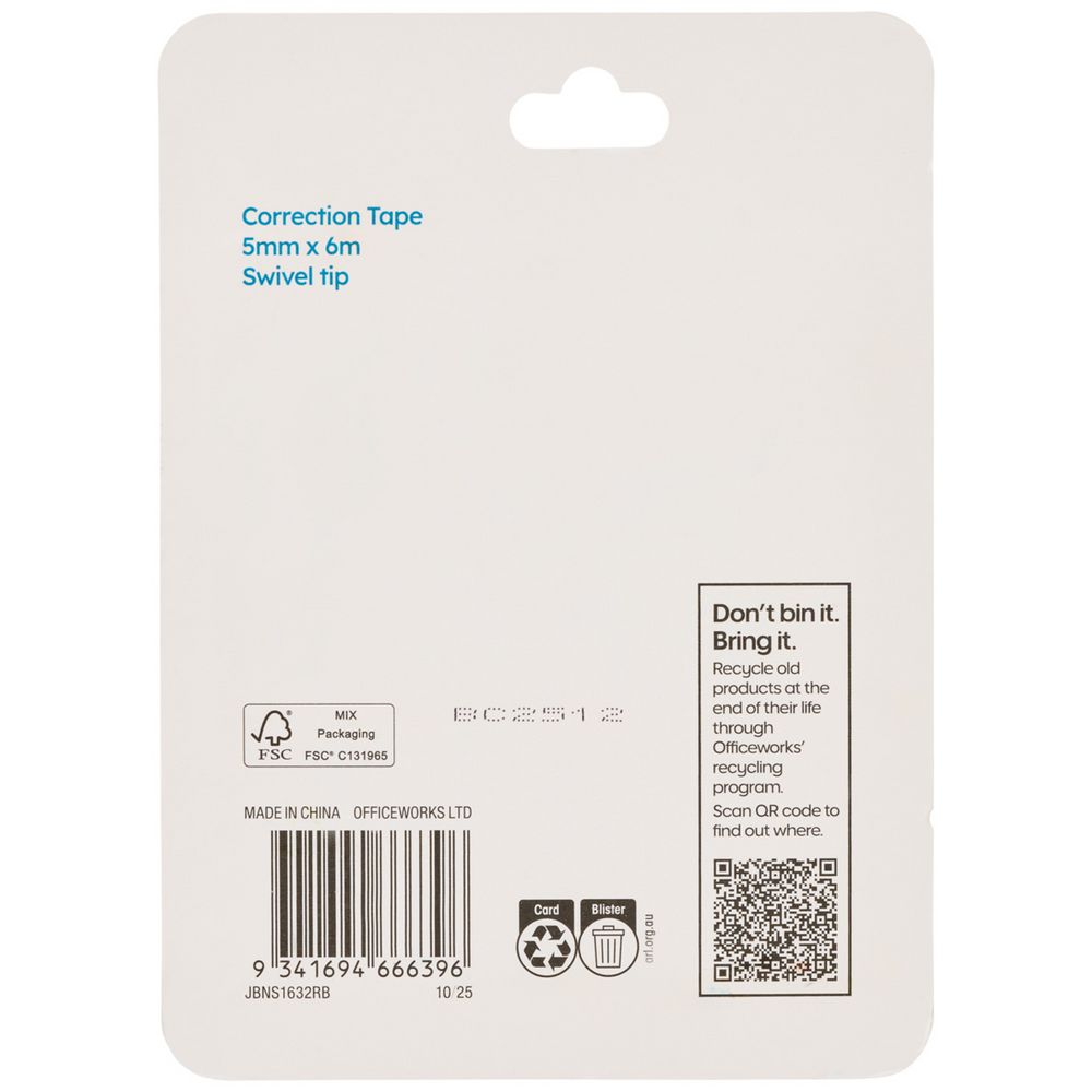 Studymate Foldable Correction Tape 5mmx6m 2 Pack | Officeworks