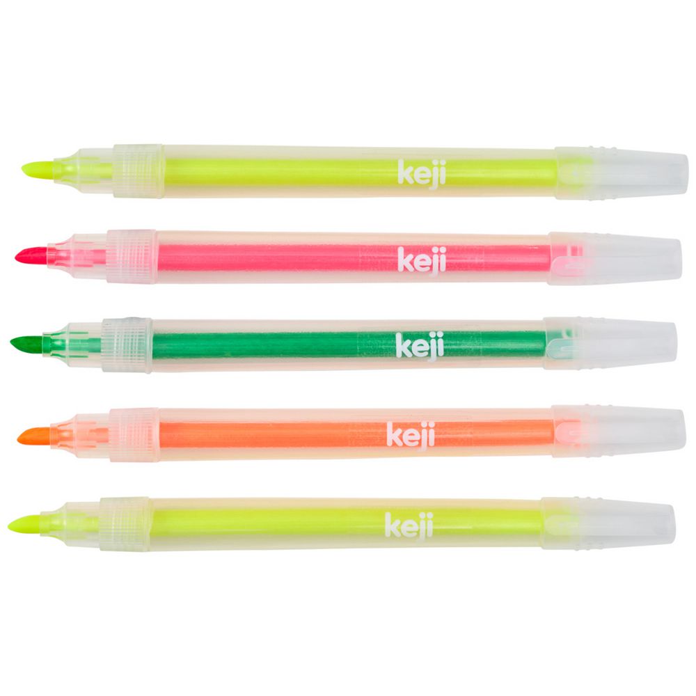 Keji Slim Highlighters Assorted 5 Pack | Officeworks