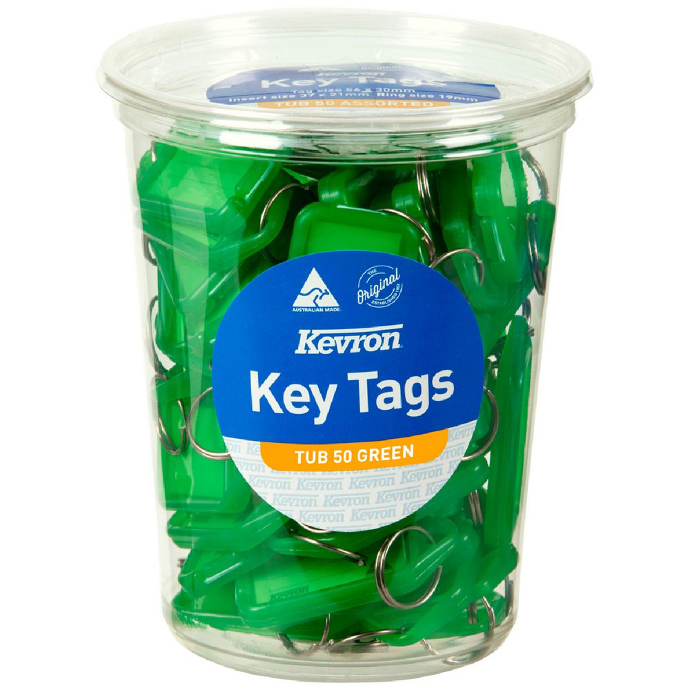 Kevron ID5 Key Tags Green 50 Pack | Officeworks