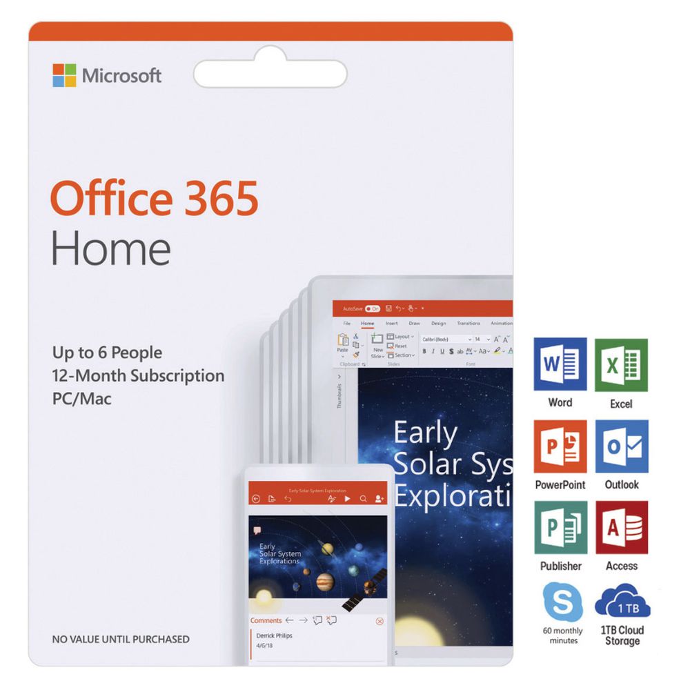 Microsoft Office 365 Home Up to 6 People 12 Months Card | eBay