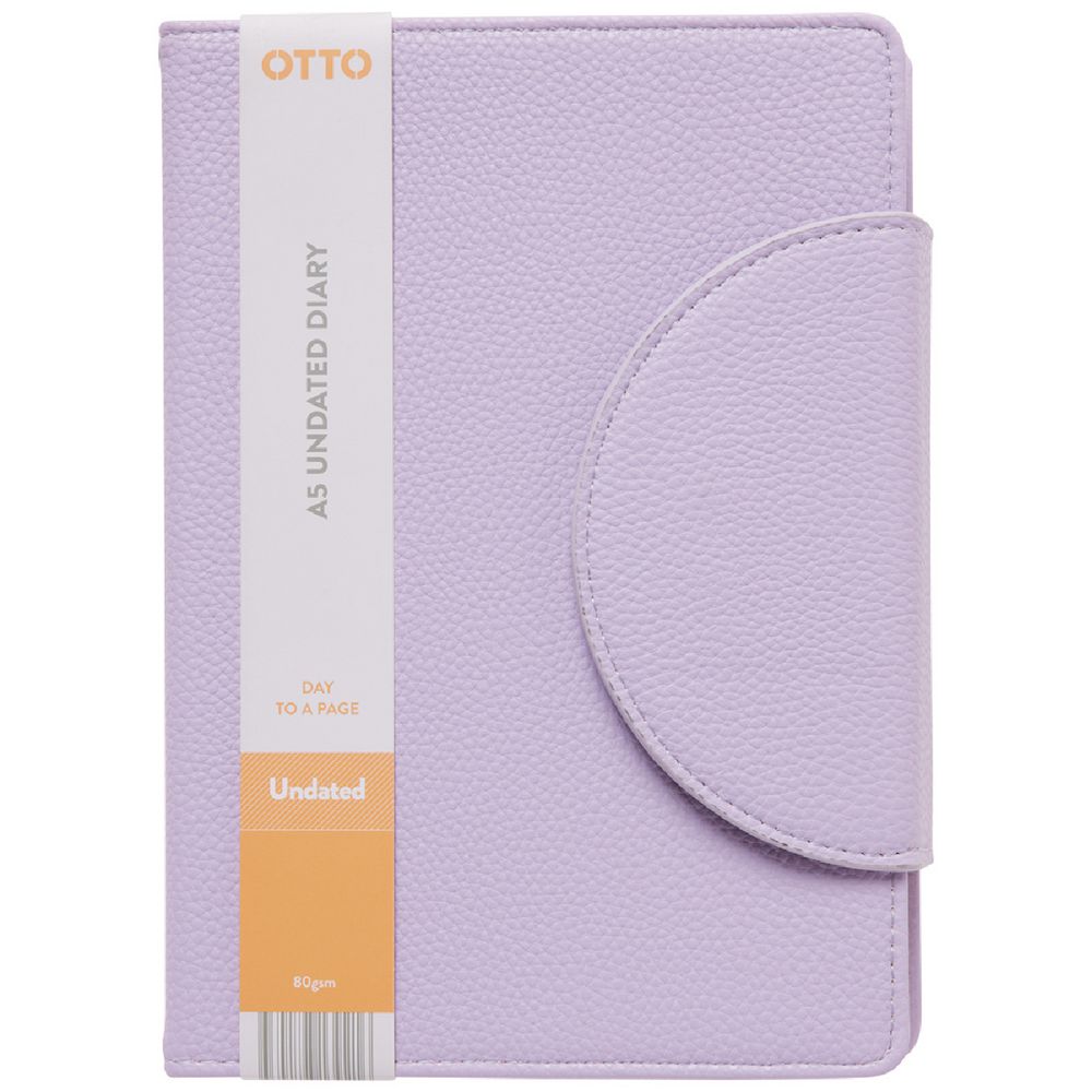 Otto A5 Day to Page Magnetic Closure Undated Diary Lilac | Officeworks