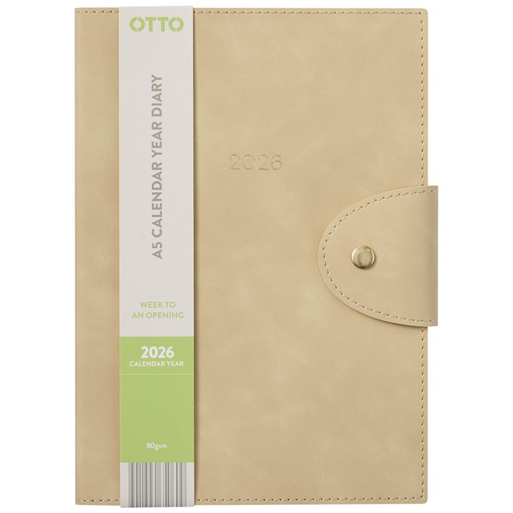 Otto A5 Week to View 2026 Soft Cover Suede Diary Beige | Officeworks