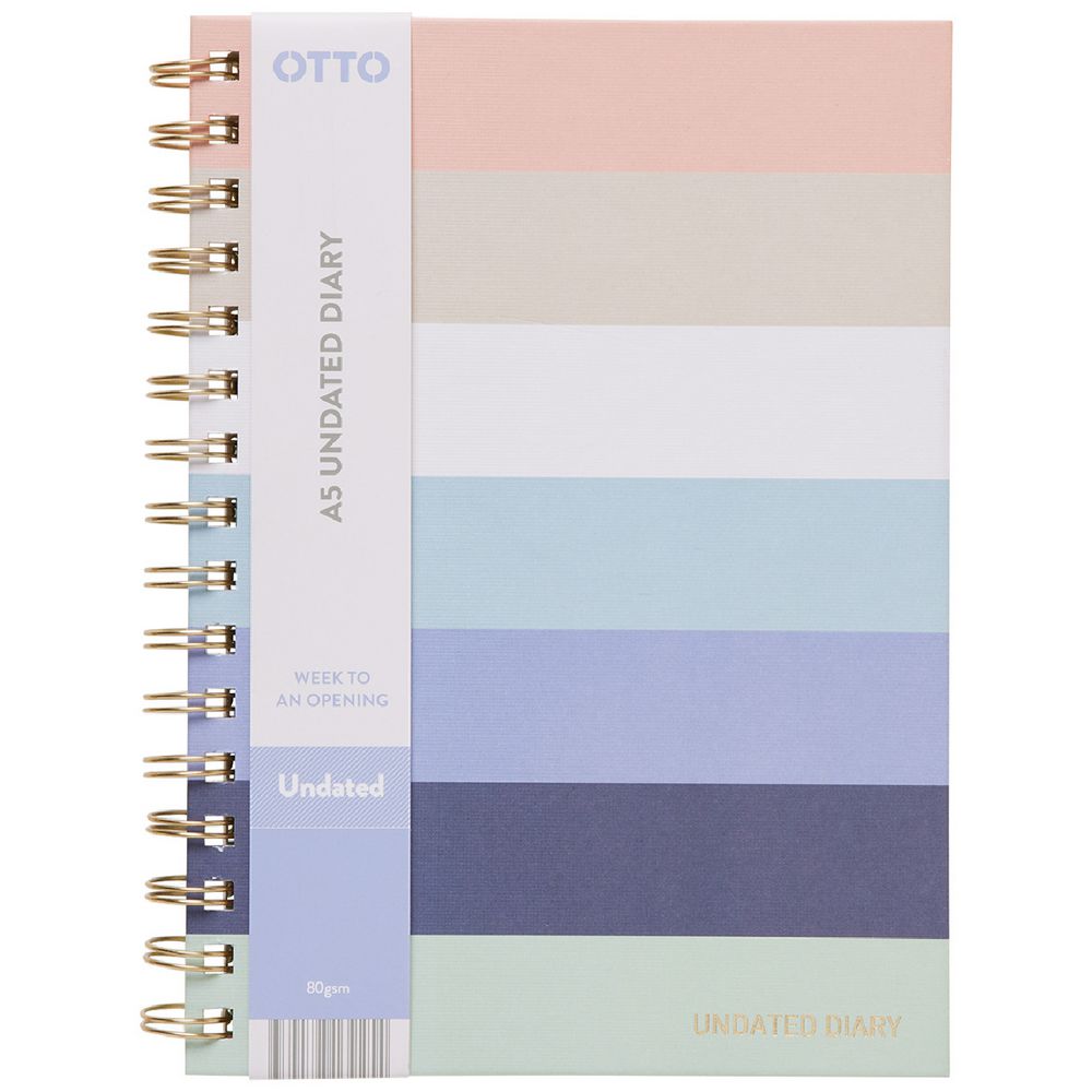 Otto A5 Week to View Undated Diary Stripe | Officeworks