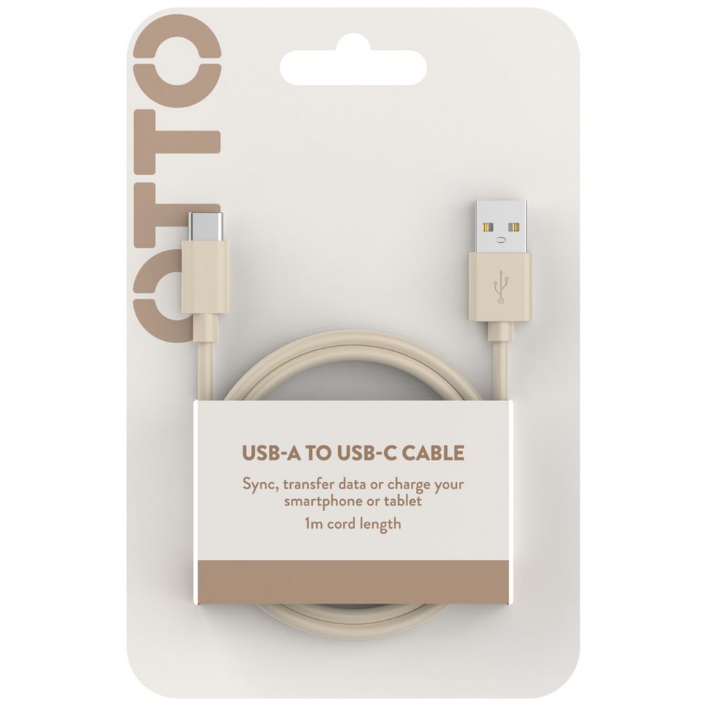 Otto USB-A to USB-C Cable 1m Beige | Officeworks