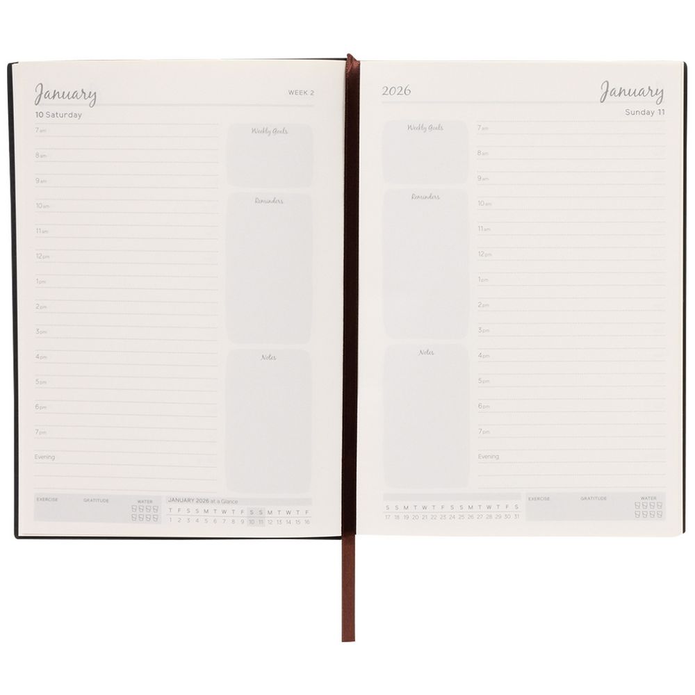 Otto A5 Day to Page 2026 Soft Cover Suede Diary Brown | Officeworks