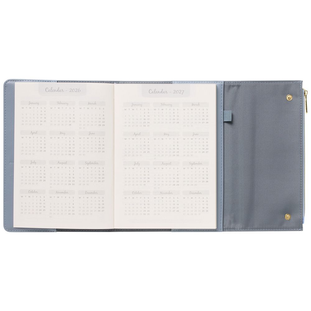 Otto A5 Week to View 2026 Tri Fold Zip Diary Petrol Blue | Officeworks