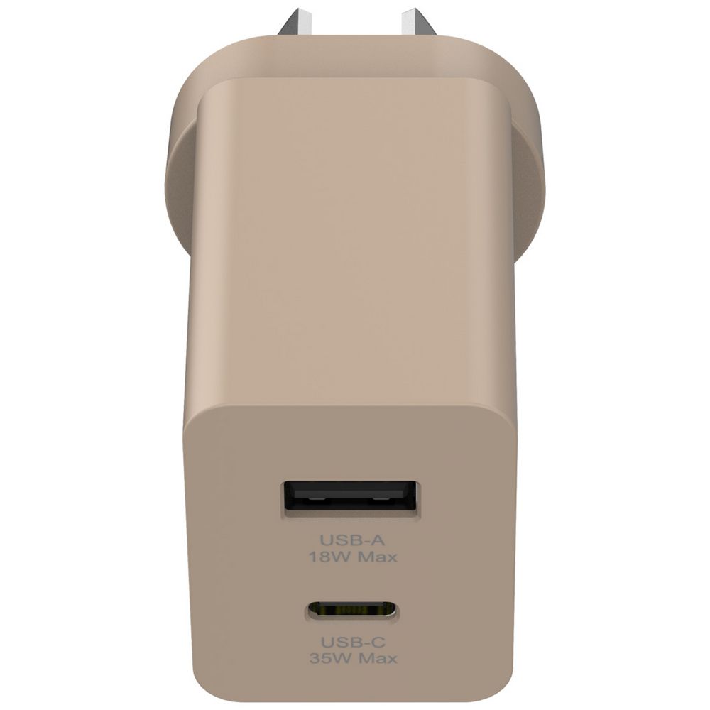 Otto USB-A and USB-C GAN Wall Charger Beige | Officeworks