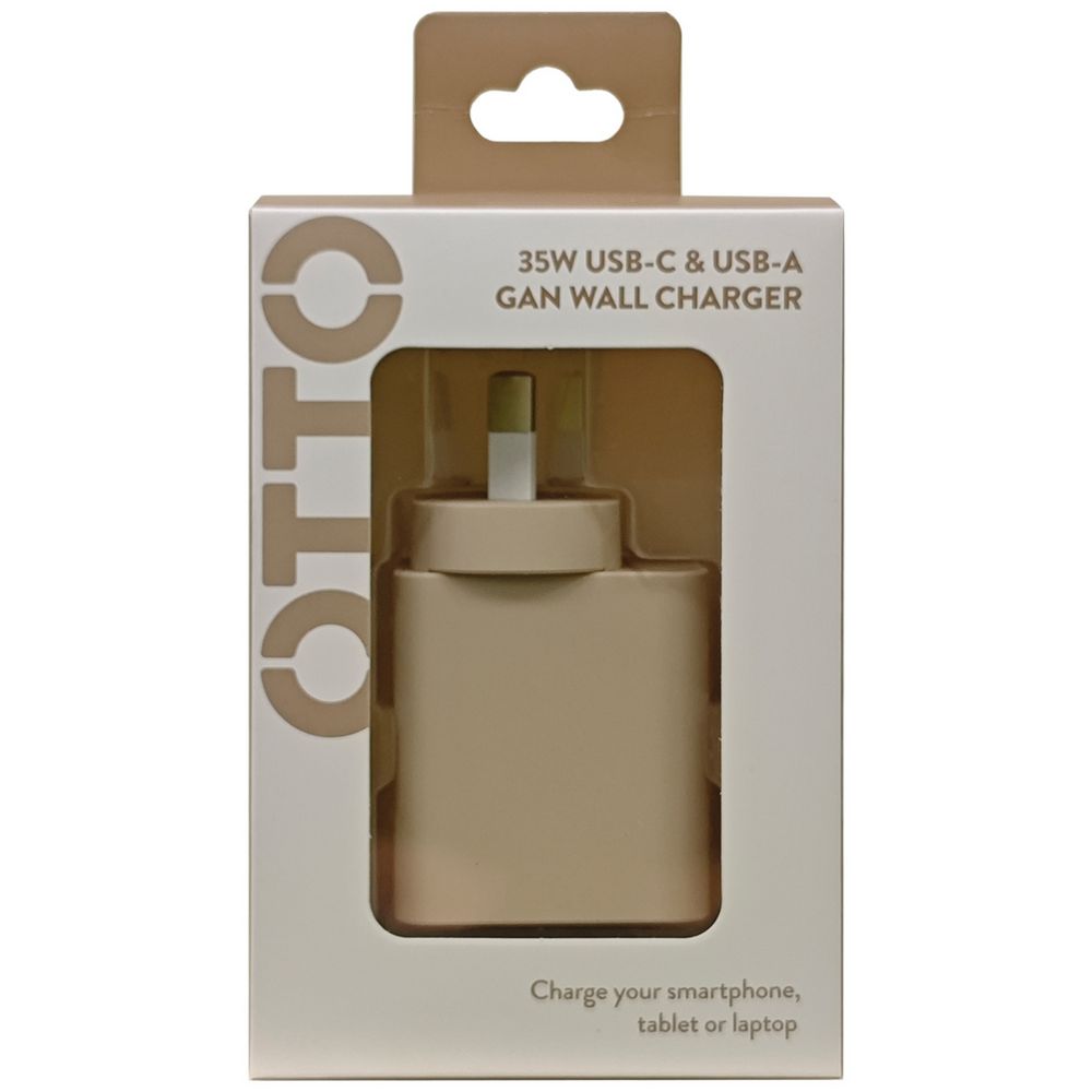 Otto USB-A and USB-C GAN Wall Charger Beige | Officeworks