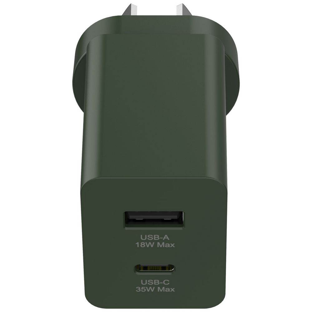 Otto USB-A and USB-C GAN Wall Charger Green | Officeworks