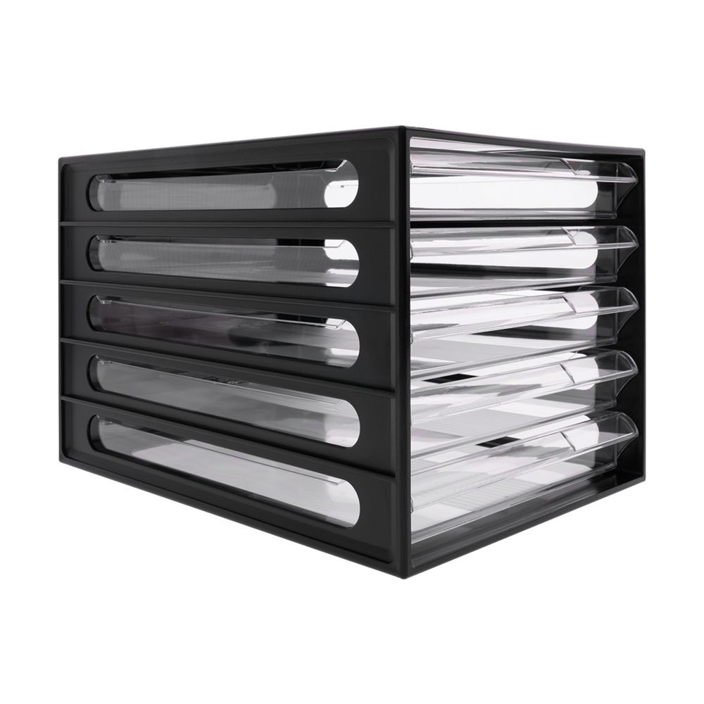 J Burrows Desktop File Storage Organiser 5 Drawer Black Officeworks