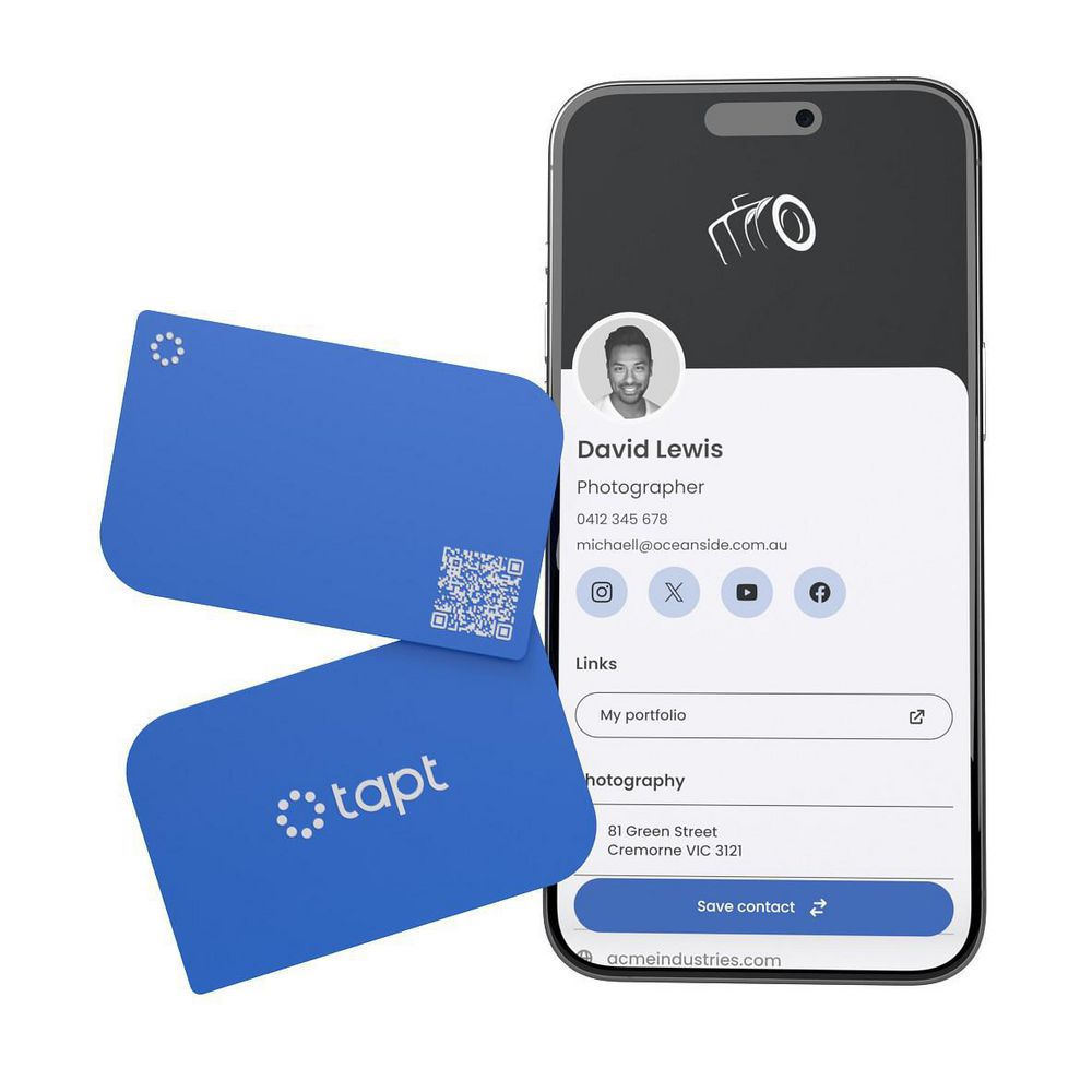Tapt Lite Digital Business Card Blue | Officeworks