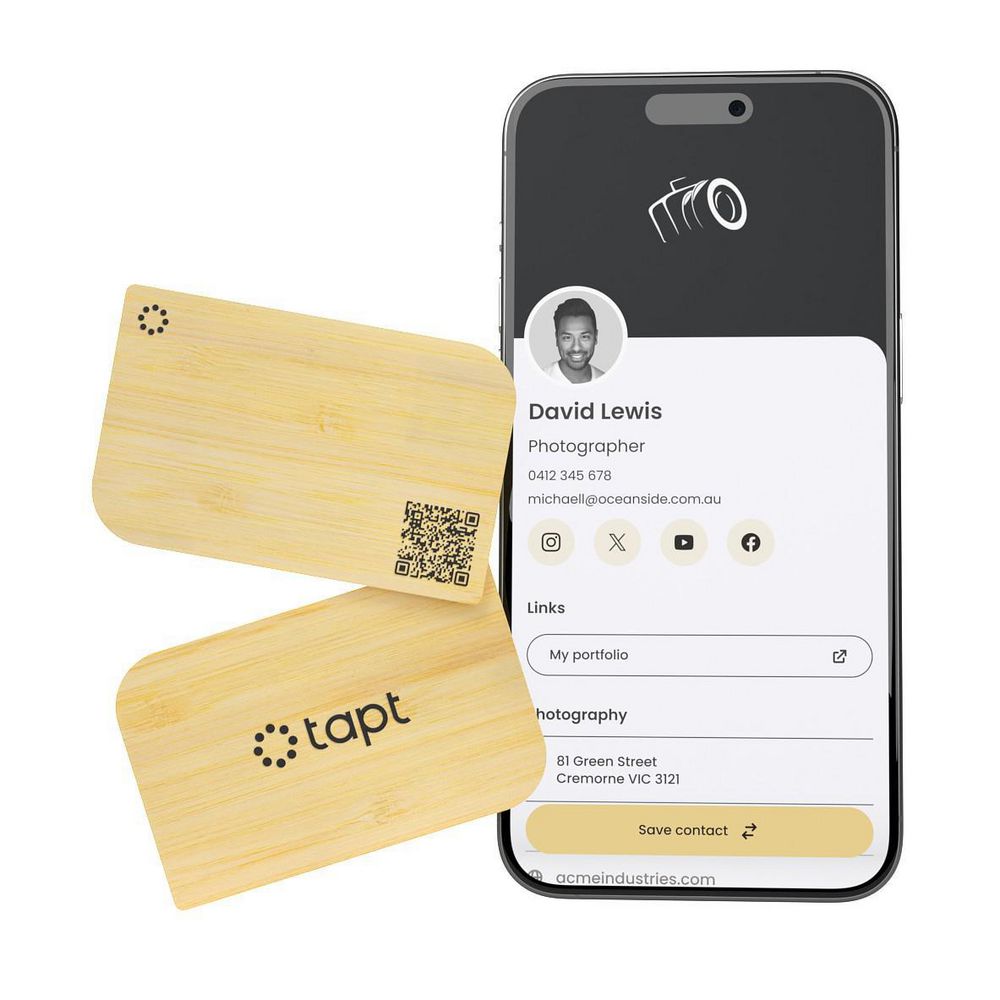 Tapt Lite Digital Business Card Bamboo | Officeworks