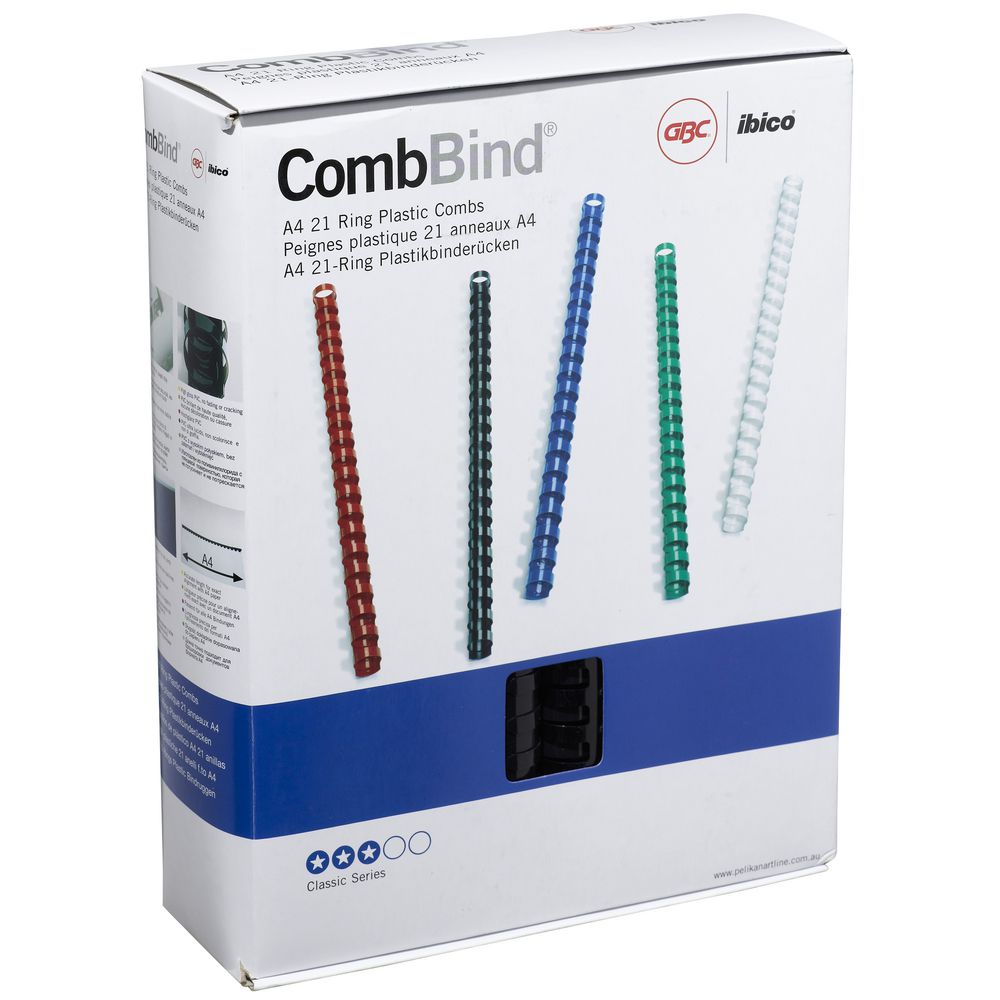 GBC Binding Comb 21 Loop Plastic 25mm Black 50 Pack | Officeworks