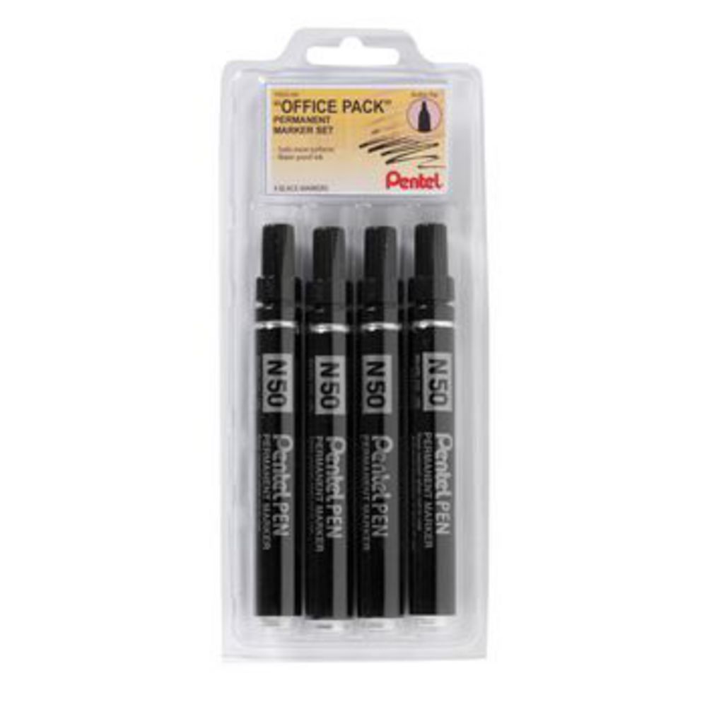 Pentel N50 Permanent Marker Black 4 Pack | Officeworks