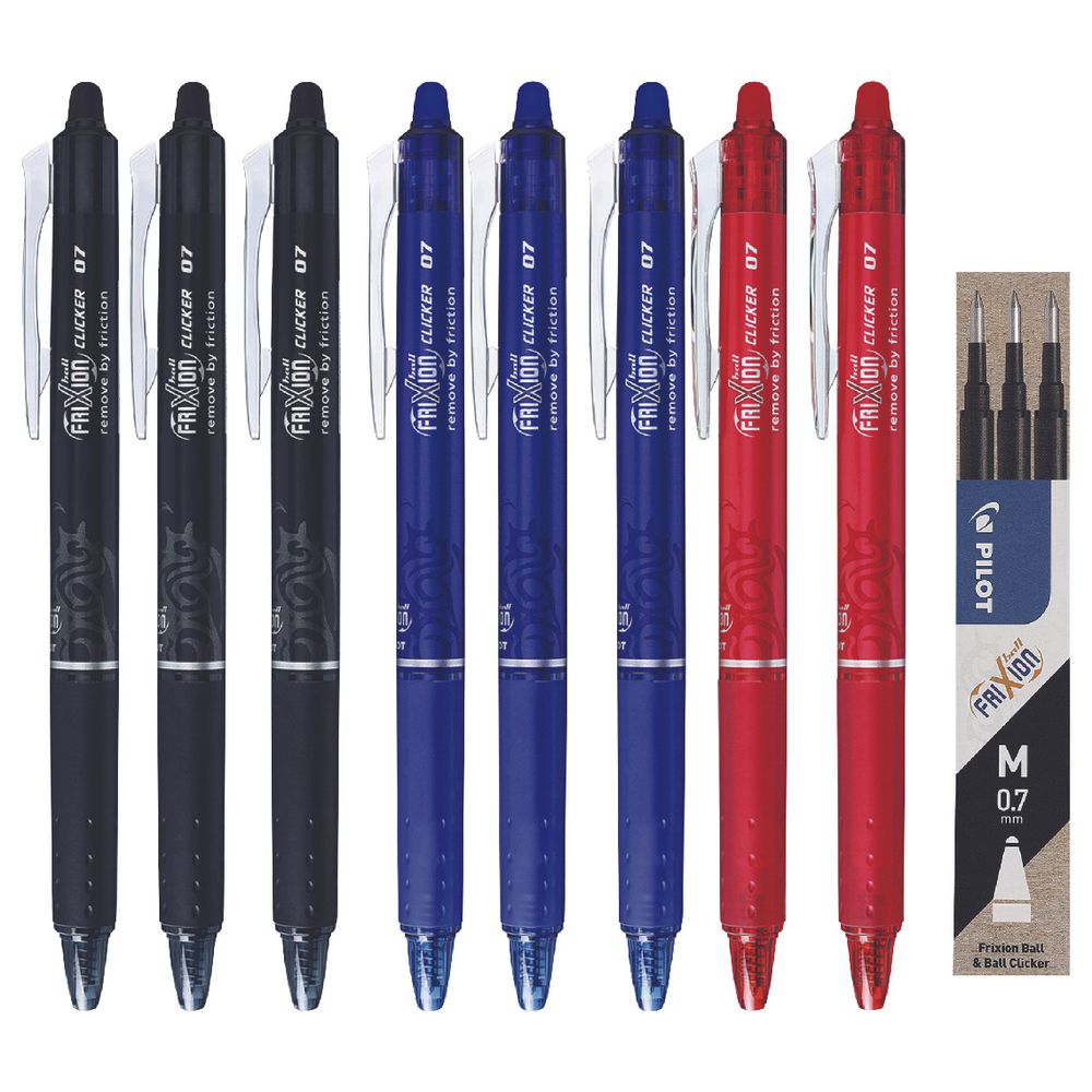 PILOT FriXion Clicker Erasable Gel 0.7mm Assorted 11 Pack | Officeworks