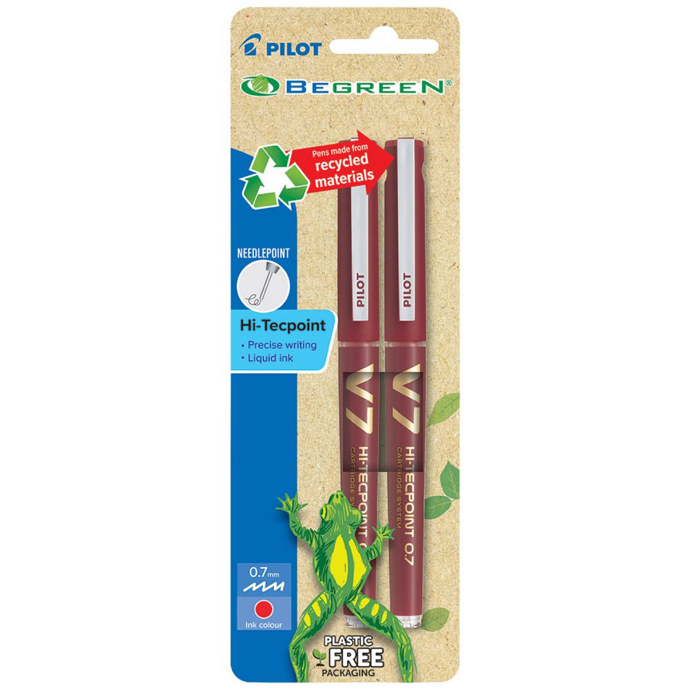 PILOT BegreeN Hi-Tecpoint Rollerball Pen 0.7mm Red 2 Pack | Officeworks
