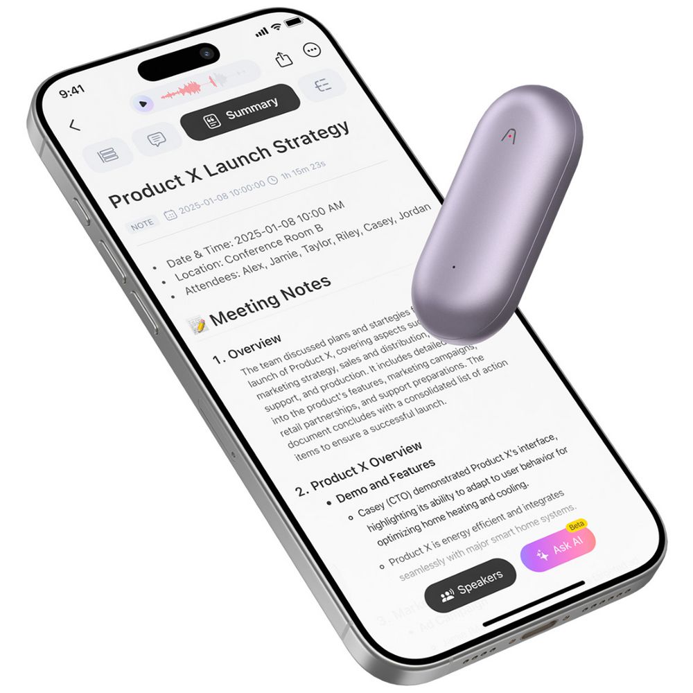 Plaud NotePin AI Voice Recorder Sunset Purple | Officeworks