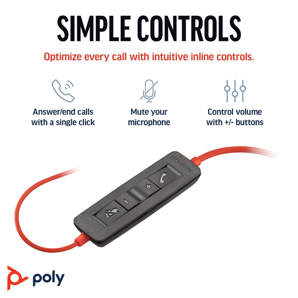 Poly Blackwire 3220 USB-C/A Headset Black | Officeworks